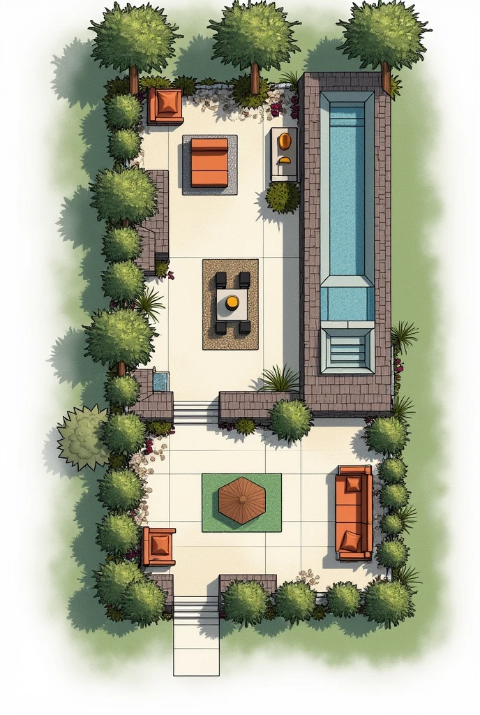 Four-sided Architectural Backyard Project Plan - SeaArt AI