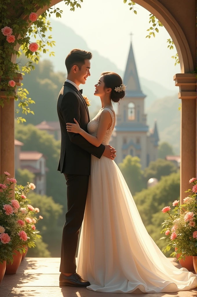 Create a groom 1m68 tall and a bride 1m56 in Da Lat - SeaArt AI