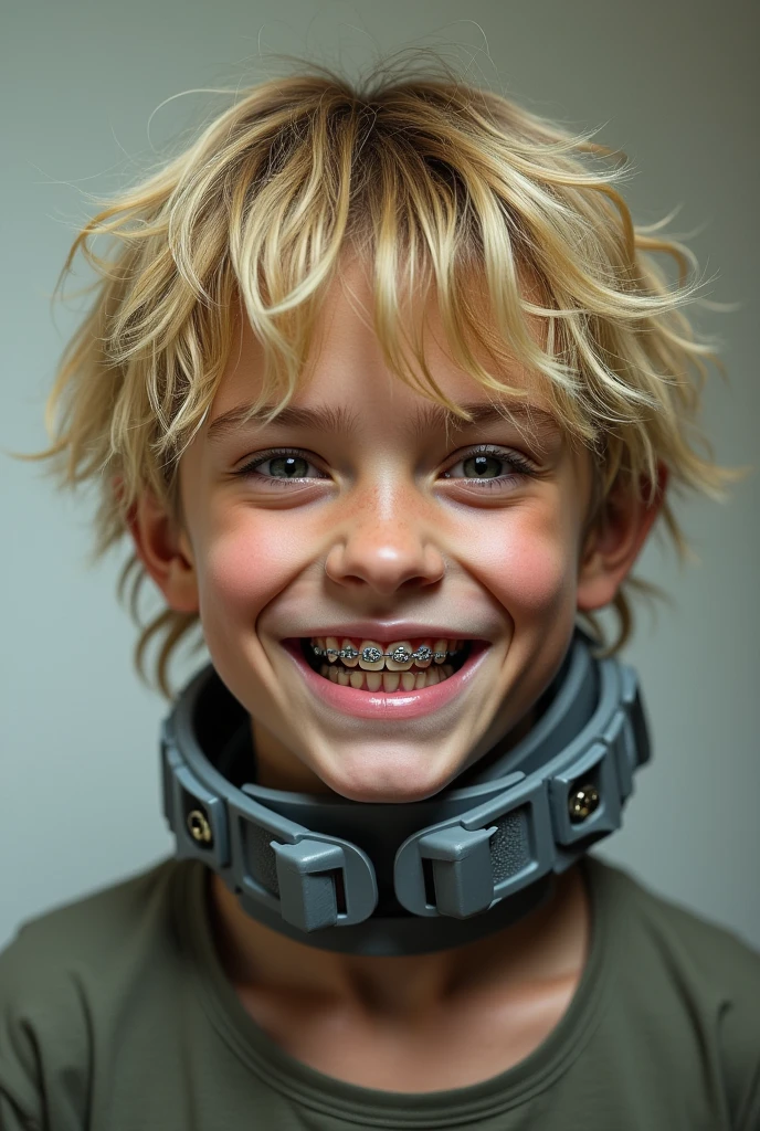 Greasy blonde , Cervical Pull Headgear,braces - SeaArt AI