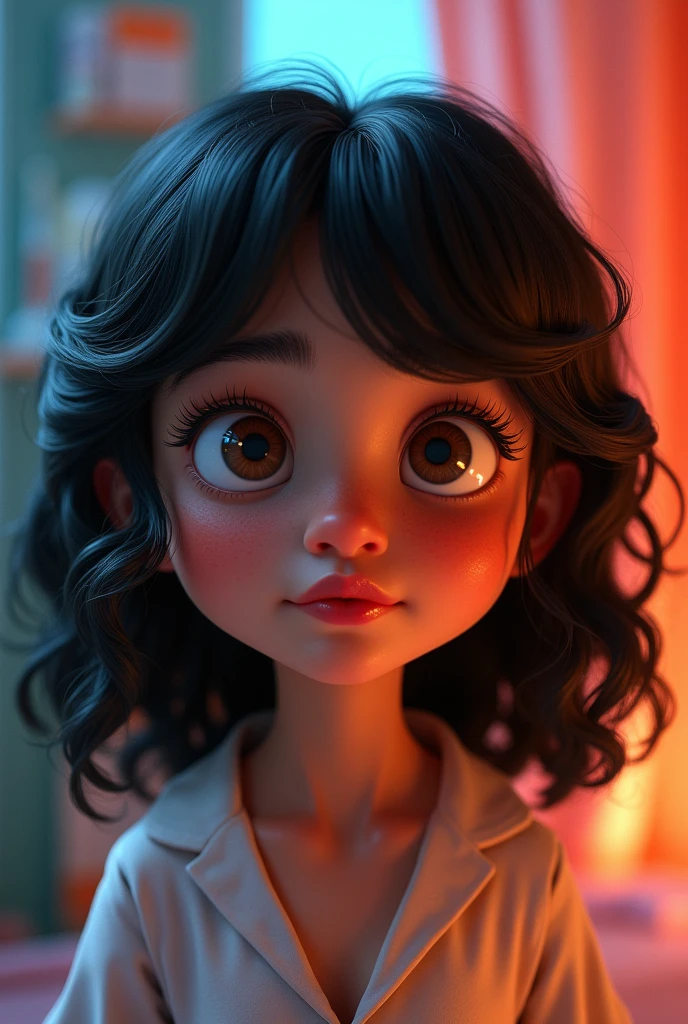 Girl with slanted eyes , light brown, curtain, dark black hair - SeaArt AI