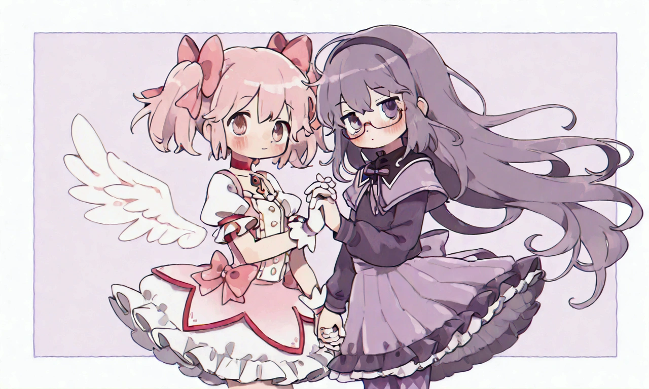 (2girls:1.5),(akemi_homura\(Puella Magi Madoka Magica,magical - SeaArt AI
