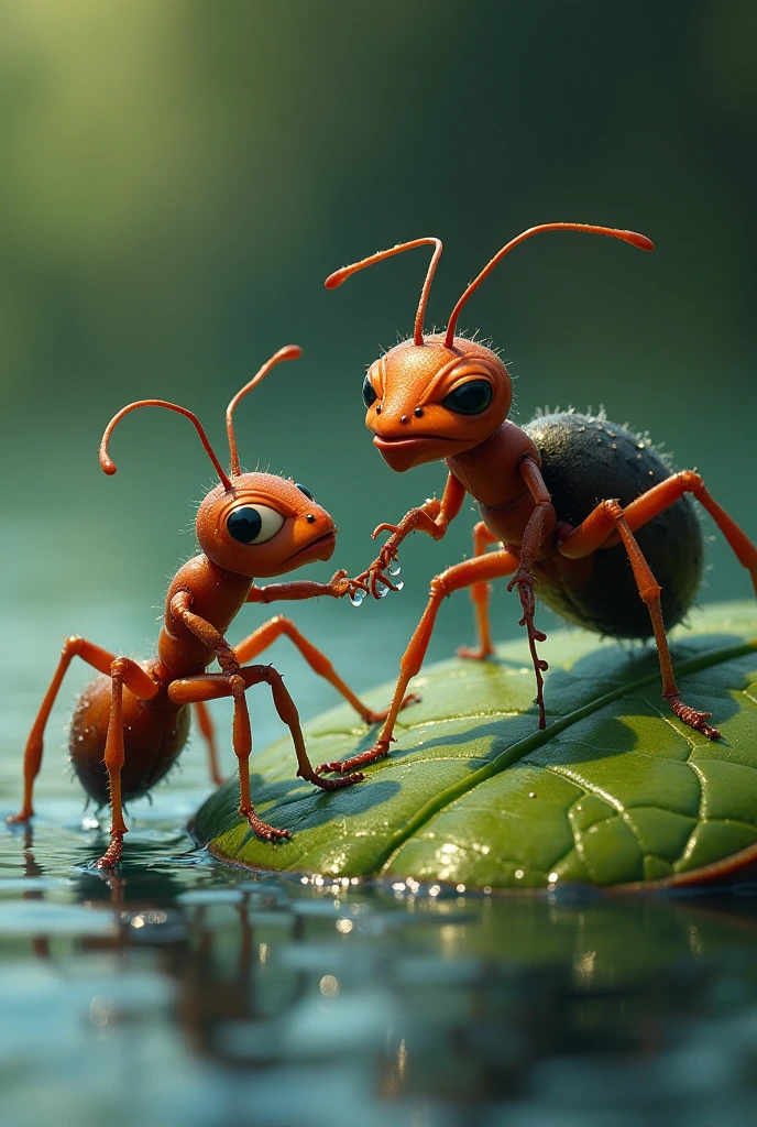With great effort,small ant Andy pulled the struggling big ant onto the ...