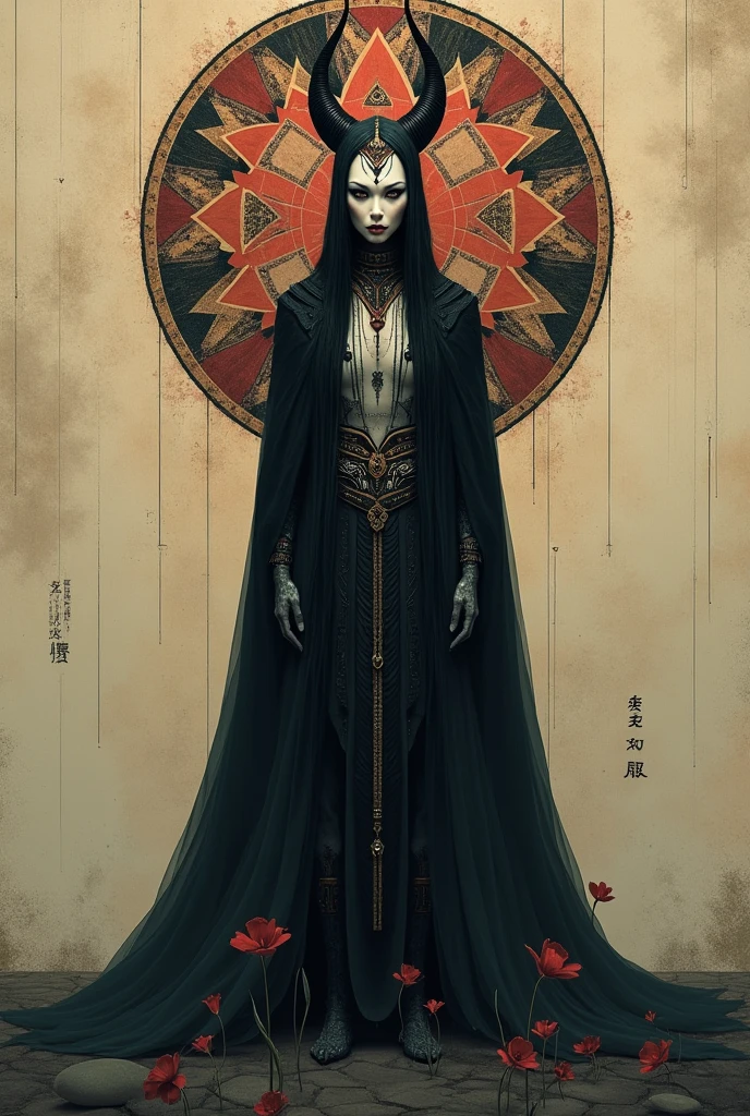 Merge african art with zen symbols and vampire motifs - SeaArt AI