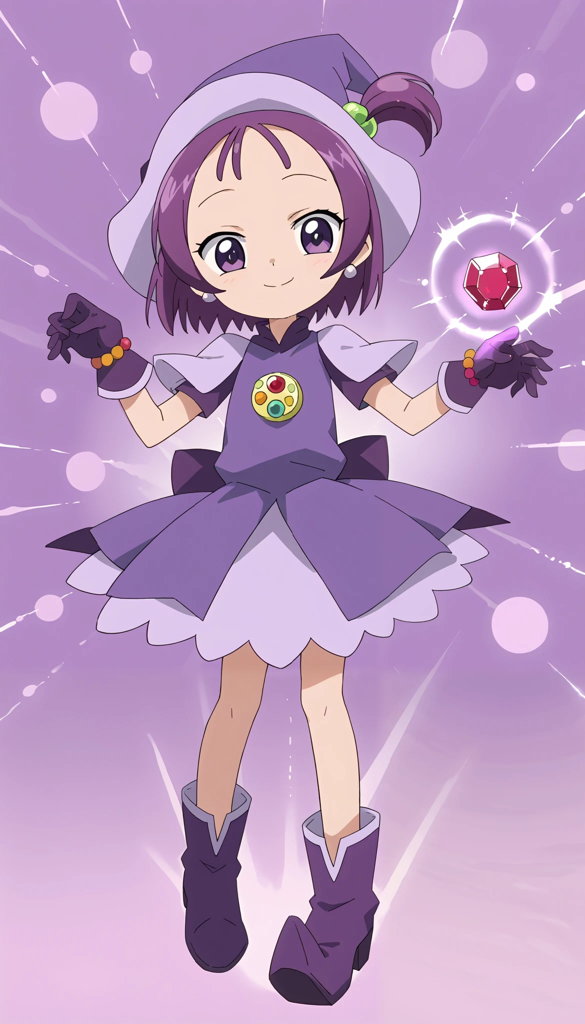 Anime girl in a purple dress holding a red heart - SeaArt AI