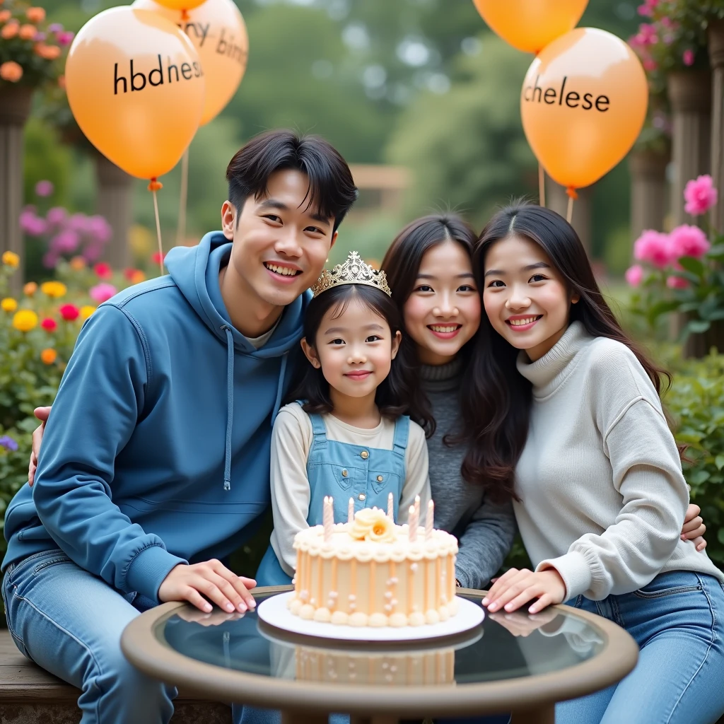 Displays a very detailed real photo, a girl, positioned in the middle ...