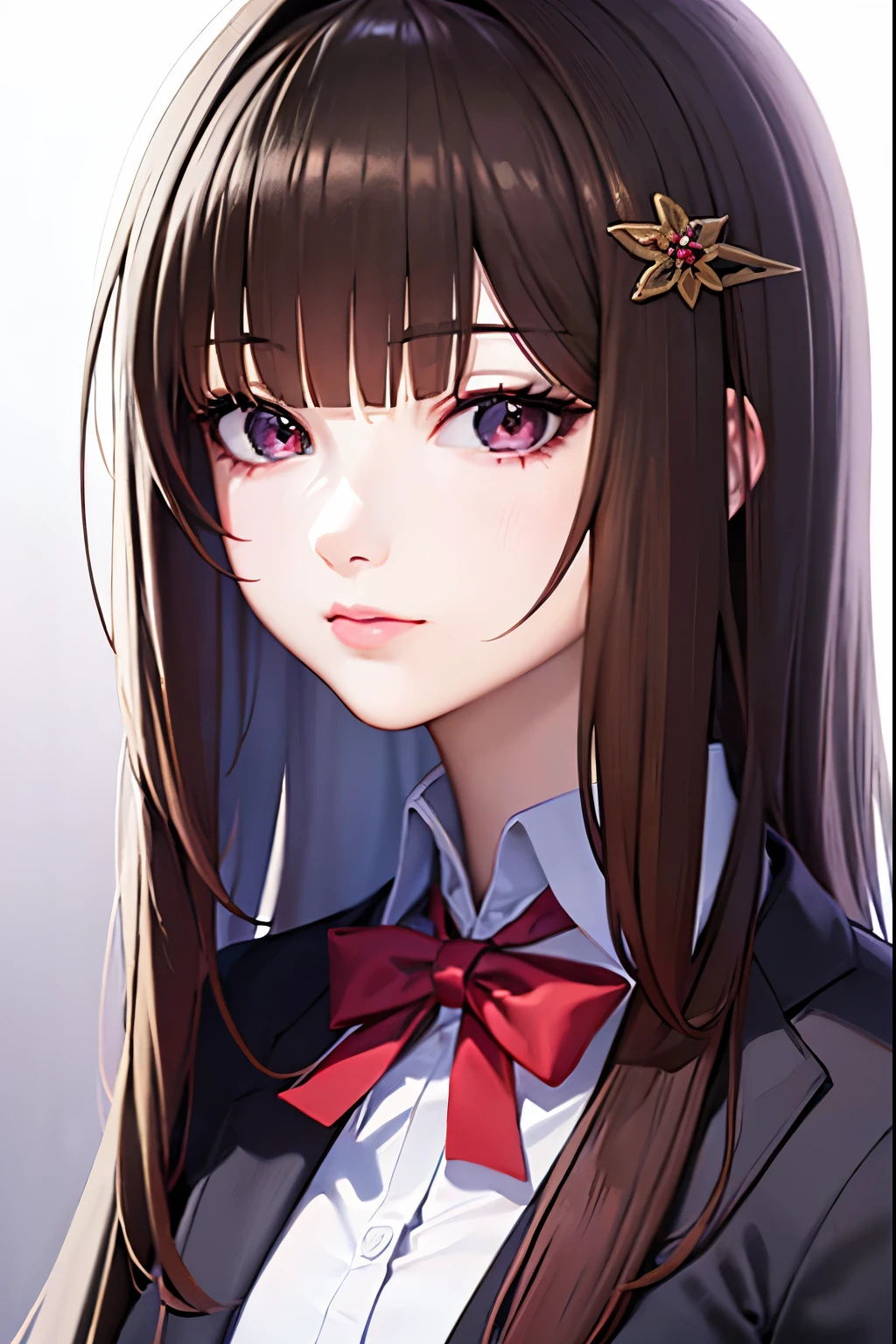 Anime girl with long hair and a bow tie - SeaArt AI