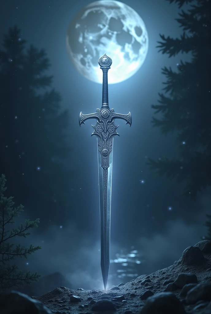 Heroic Sword, with moon iconography on its hilt and blade - SeaArt AI