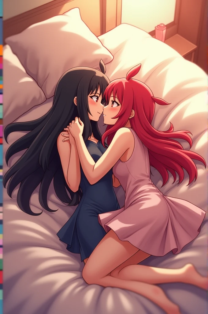 Yazawa Nico、 black hair、( red eyes:1.3)、 twin tails,Break Kurosawa Ruby - SeaArt AI