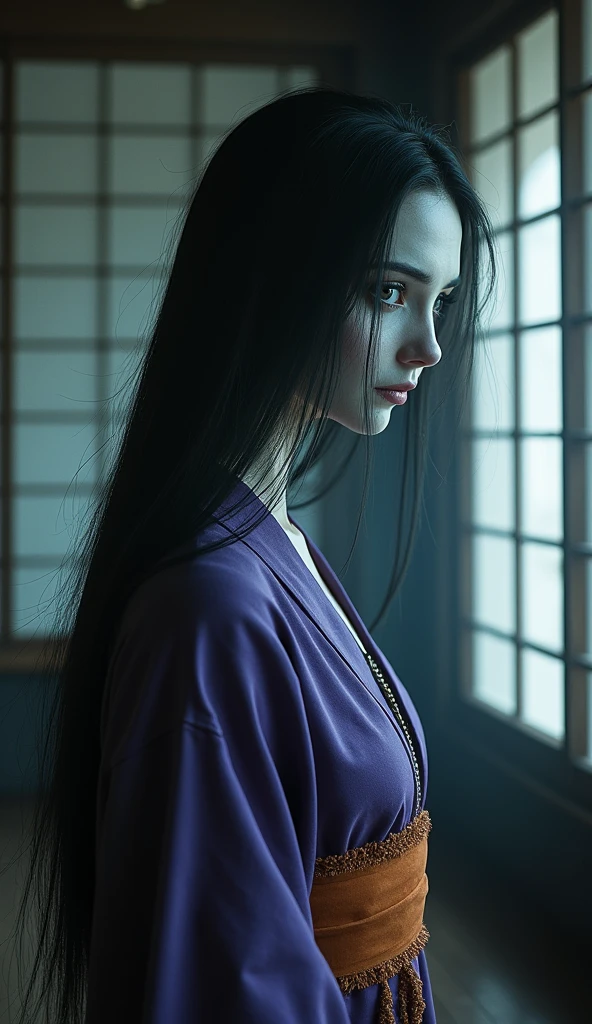 Ultra-realistic, highly detailed depiction of the yokai "Rokurokubi ...