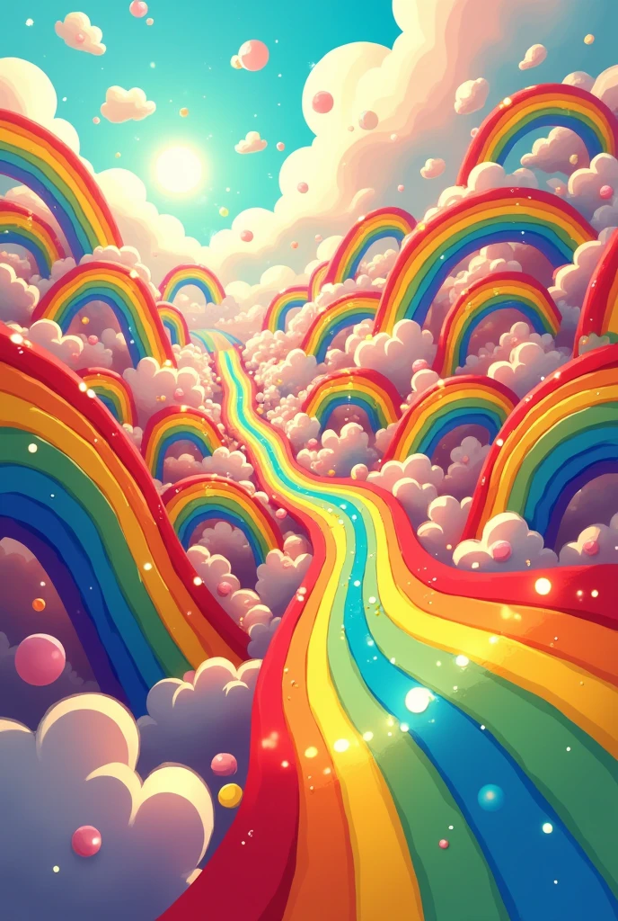 A picture with lots of rainbows all in comic style - SeaArt AI
