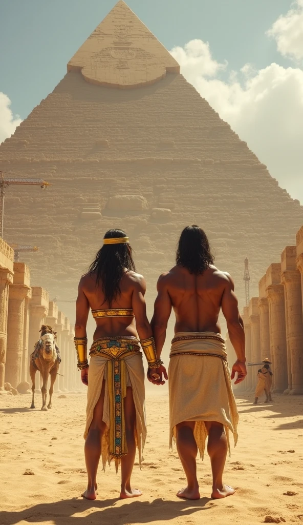 A muscular female bodybuilder wearing an Egyptian-style outfit standing ...