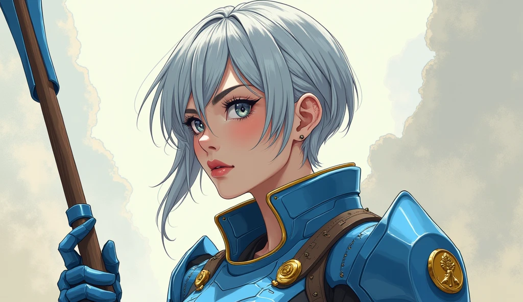 Draw a strategic and fierce 45-year-old woman leader with a full body ...