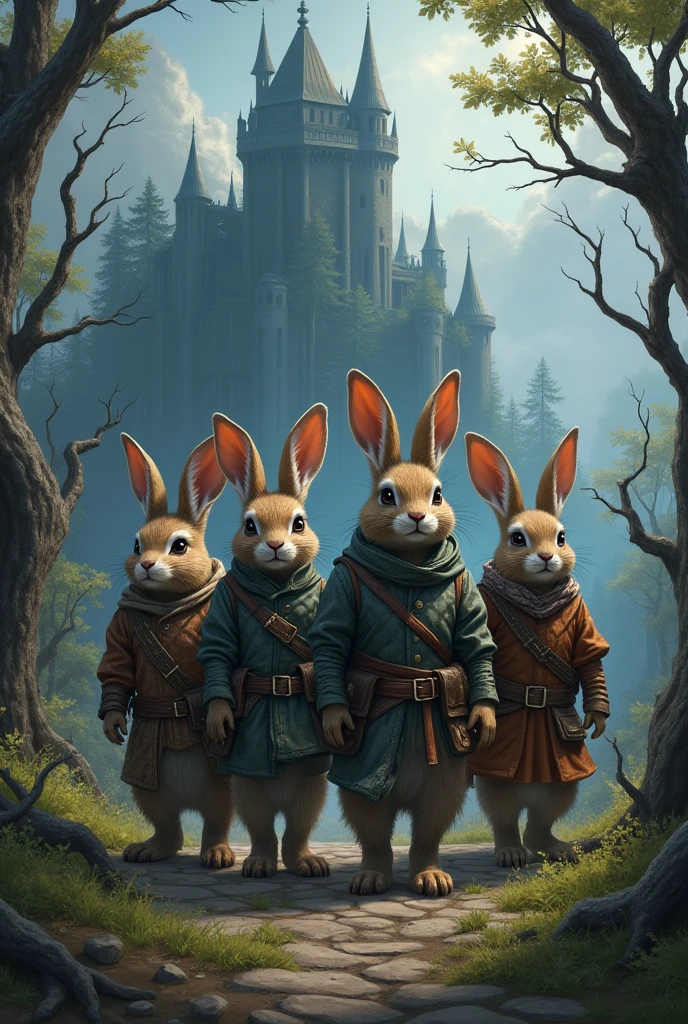 I want a cover for a story and I want 4 rabbits with these ...