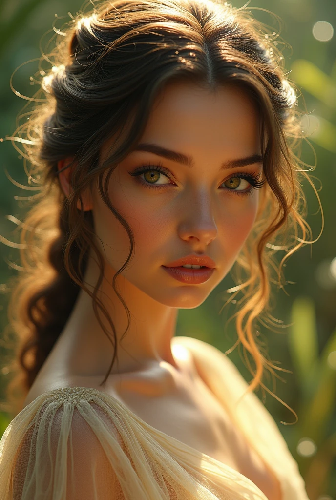 A beautiful young woman, detailed face, long eyelashes, beautiful ...
