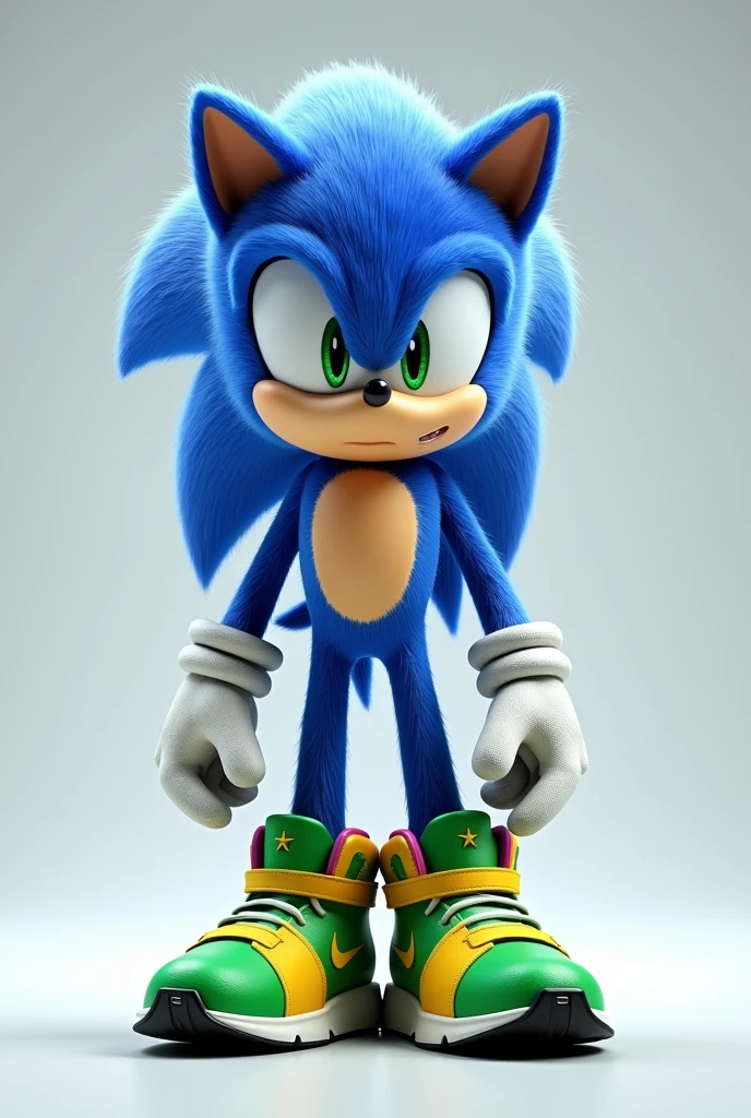 Make Sonic realistic green and yellow shoe - SeaArt AI