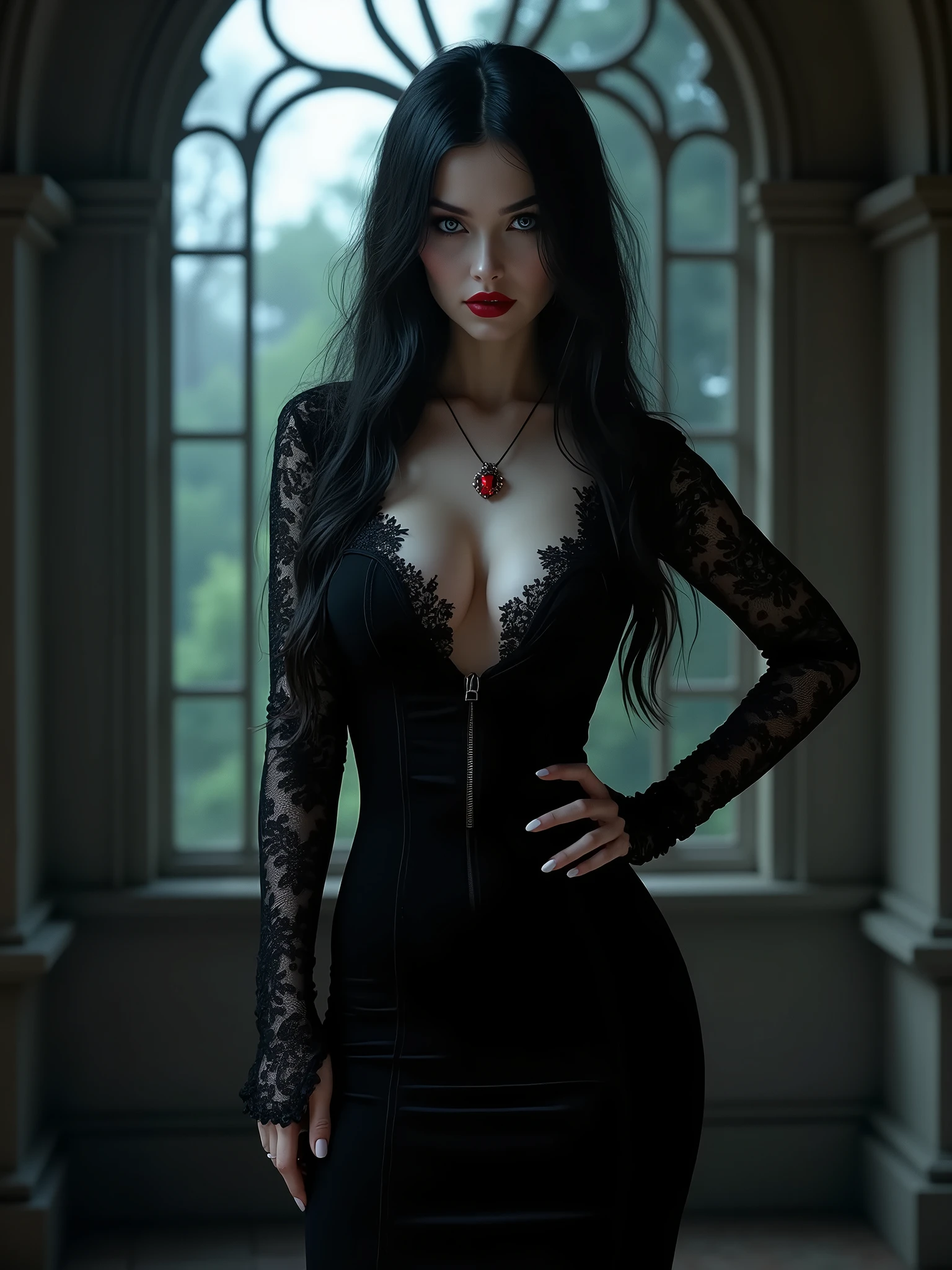 araffe-woman-in-a-black-dress-posing-in-a-room-seaart-ai