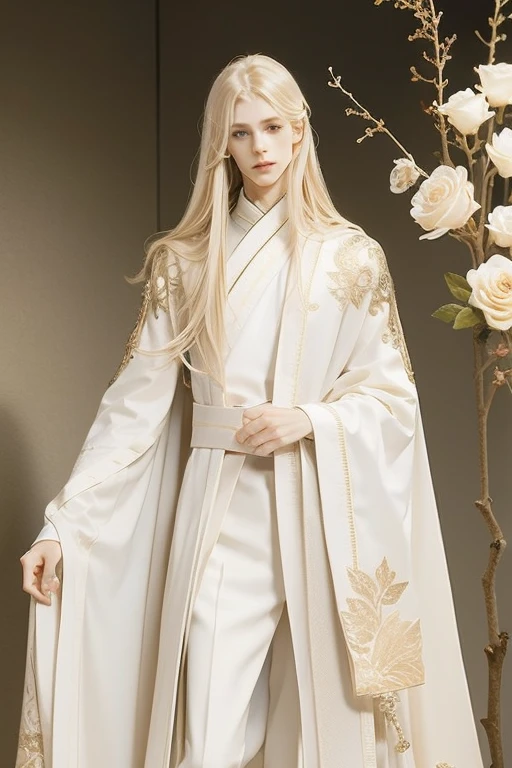 A pretty handsome, delicate, Skinny Male, Very long light blonde hair ...