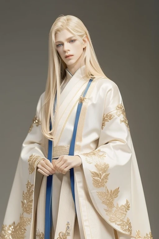 A pretty handsome, delicate, Skinny Male, Very long light blonde hair ...