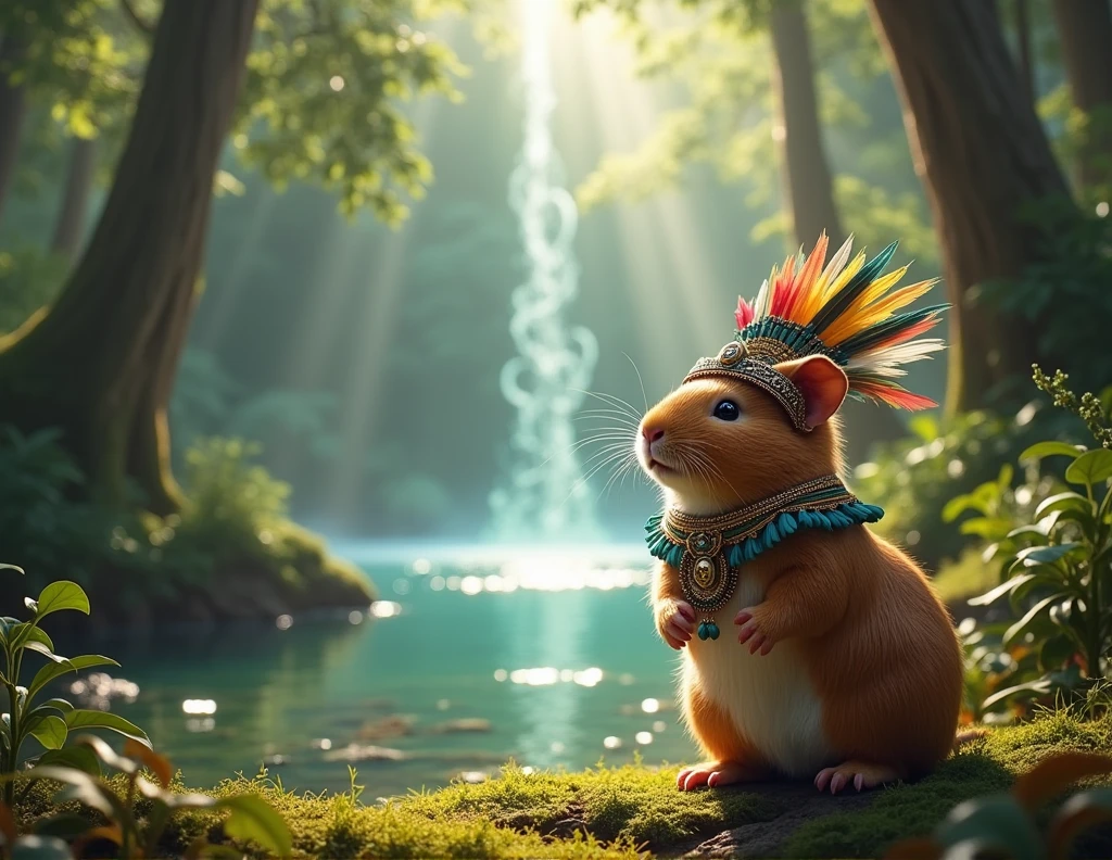 In a forest, during the day, a guinea pig, dressed as an Inca - SeaArt AI