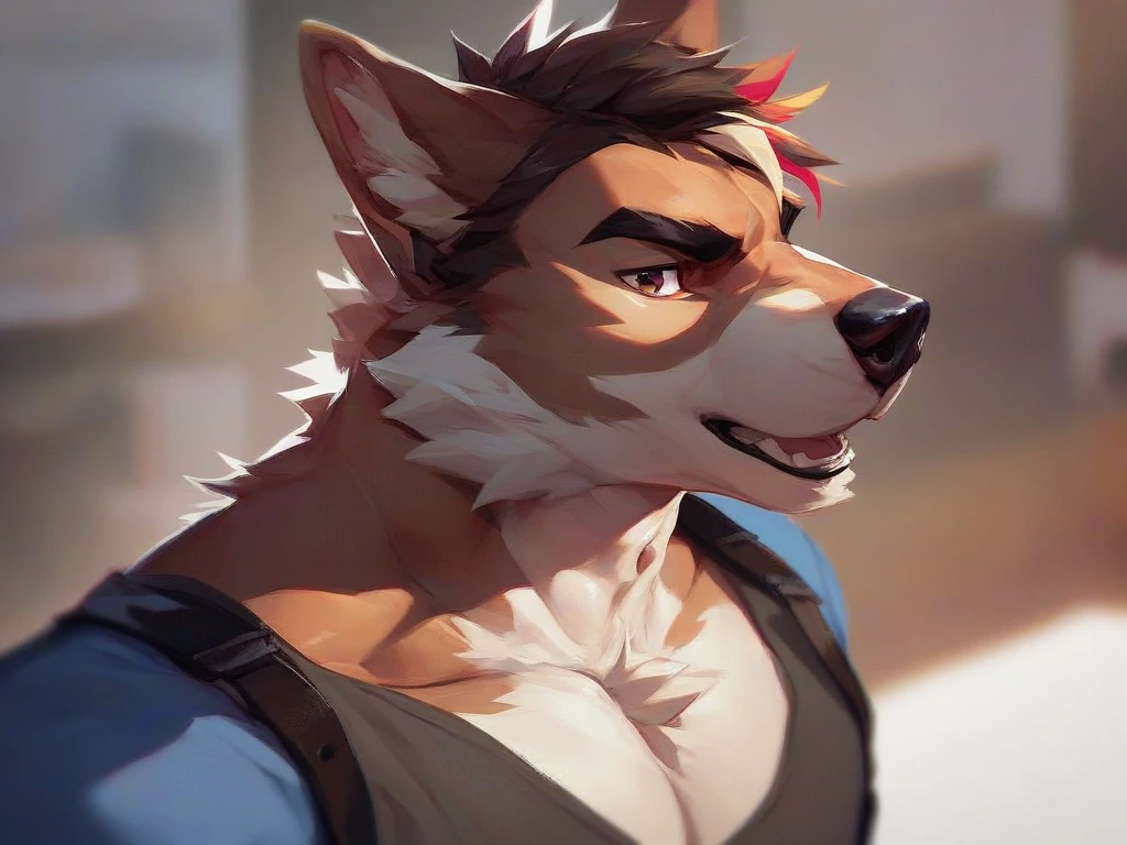 Male Anthro, Age 32, German Shepard, Dark brow fur with tan highlights ...