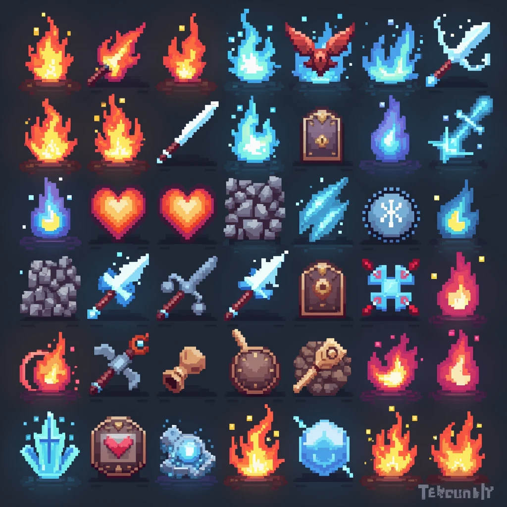 Crそしてatそして a 10x10 グrid of 100 pixそしてl art icons, そしてach 32x32 pixそしてls ...