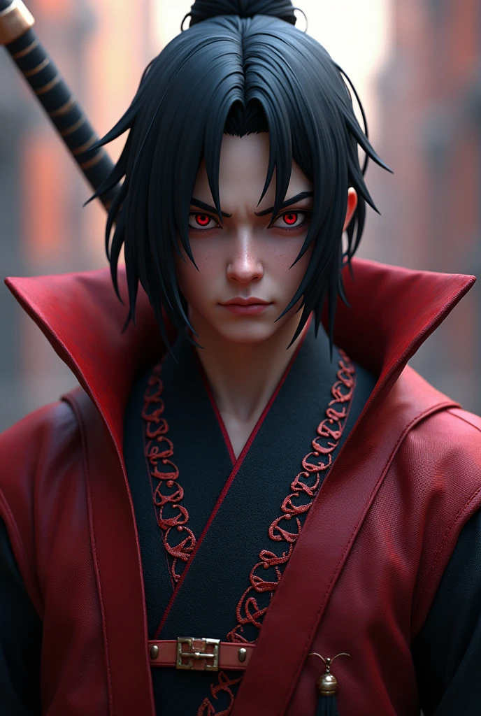 Small size Uchiha Itachi 3D game logo with samurai shirt - SeaArt AI