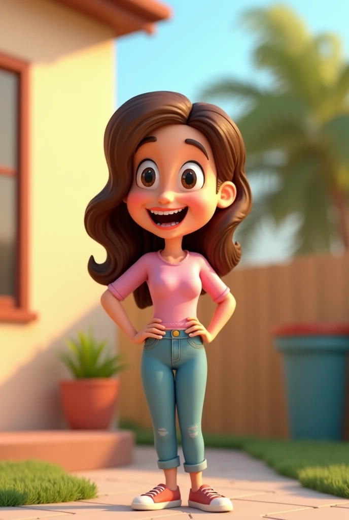3d cartoon style Witty Woman: A lighthearted portrayal of the neighbor ...