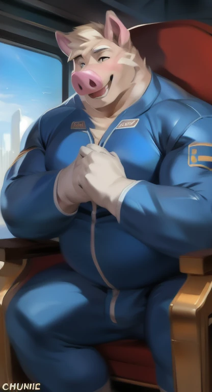 Solo, male Tall , huge body, big pig , Chair Ride, blue military ...
