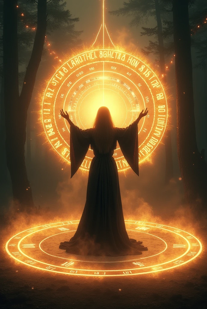 Scene: A mystiek alchemistische wizard stands in the center of a ...