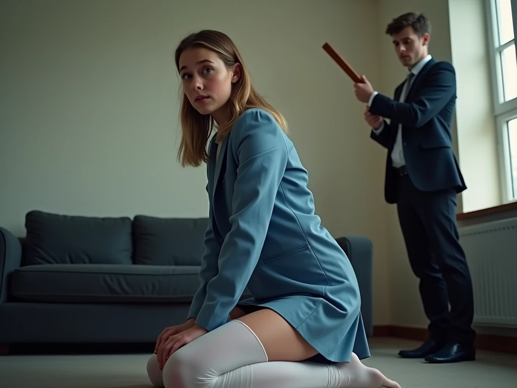 Handsome Man , police uniform, Woman getting slapped , Woman lying on policem - SeaArt AI