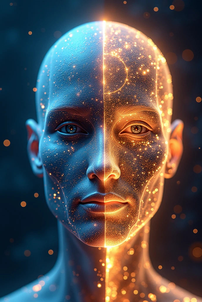 Design a book cover with a split human figure in the center ...