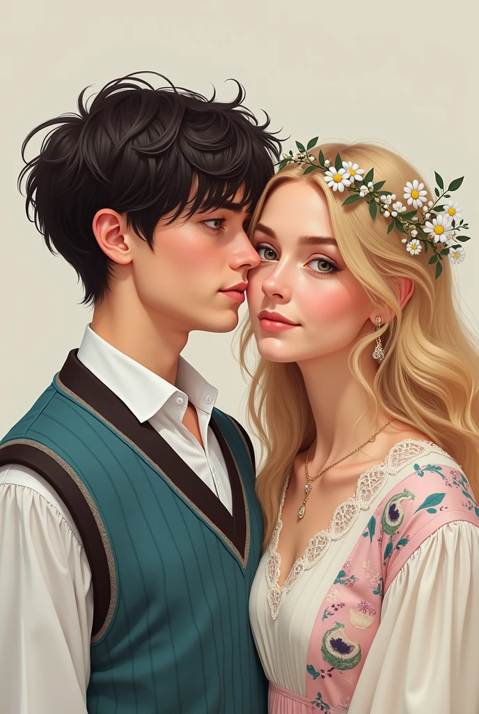 A painting of two young children in a field of flowers - SeaArt AI