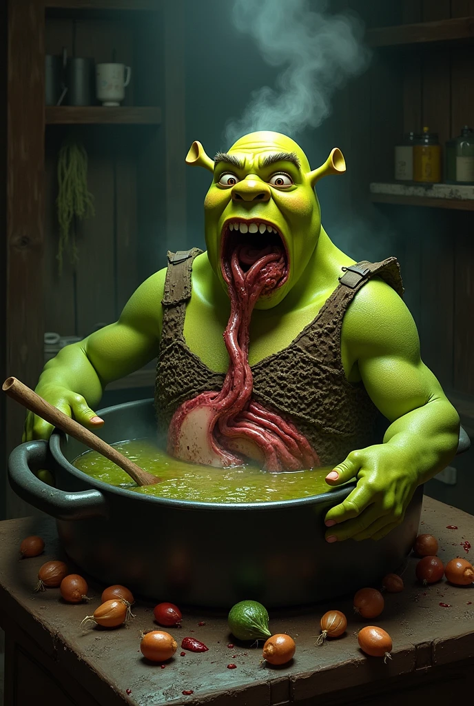To make a shrek stew , it is necessary to remove the skin of Shrek and ...