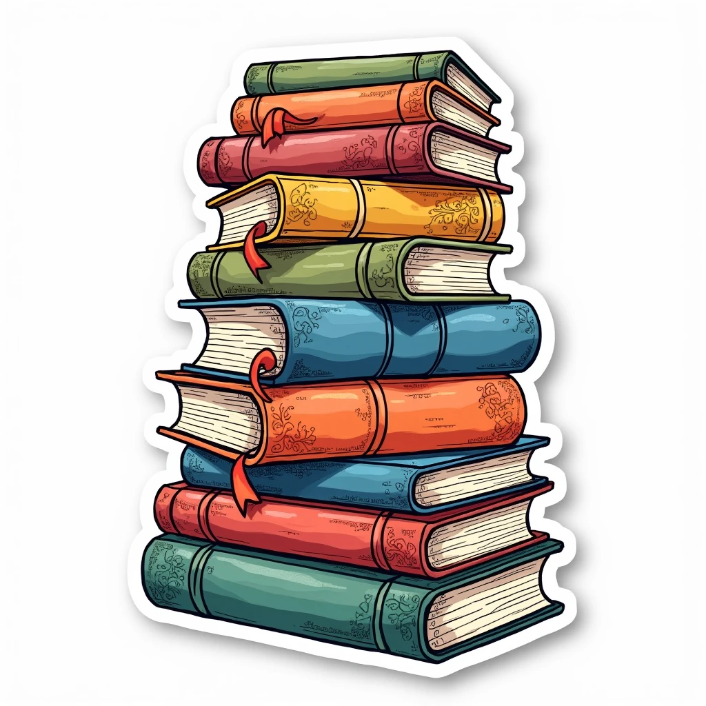 Pile of books sticker - SeaArt AI