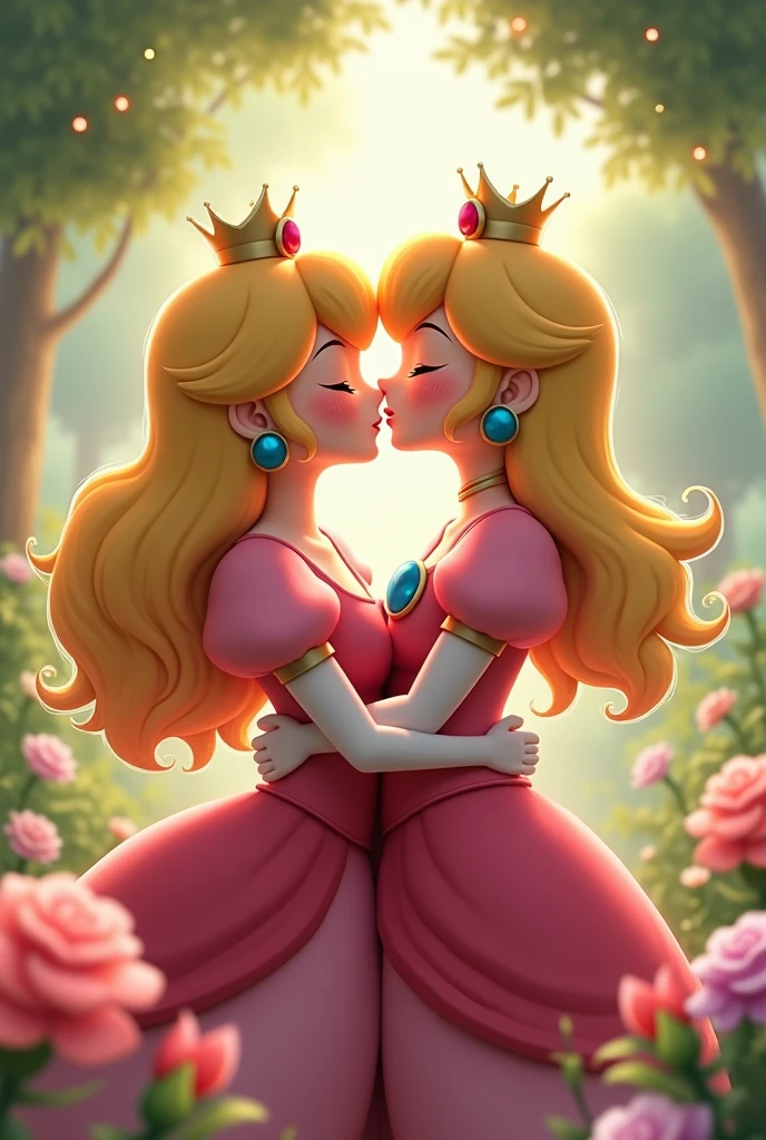 Princess Peach kissing Daisy on the lips - SeaArt AI
