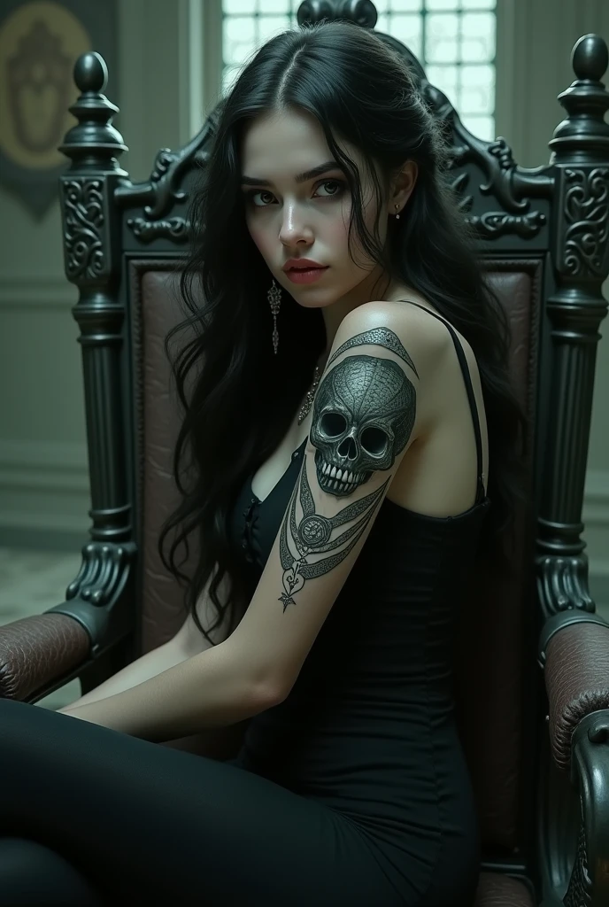 A girl with good curves , with charcoal-black hair up to her waist and ...