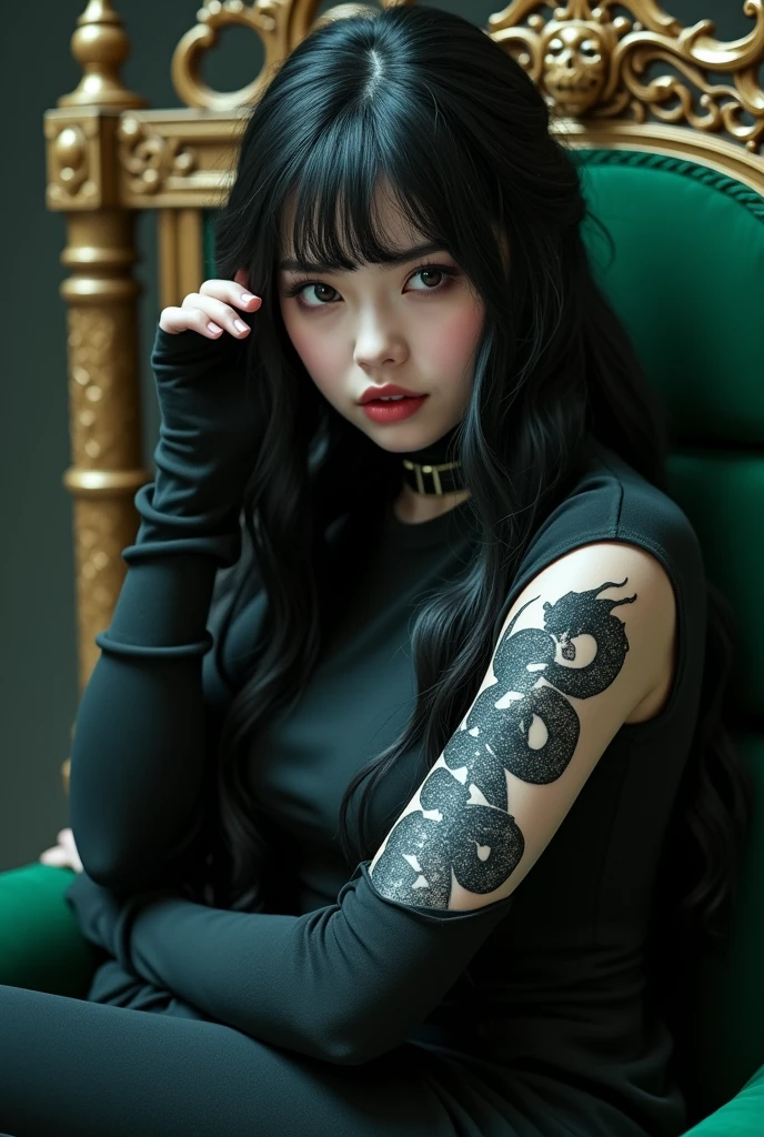 A girl with good curves , with charcoal-black hair up to her waist and ...