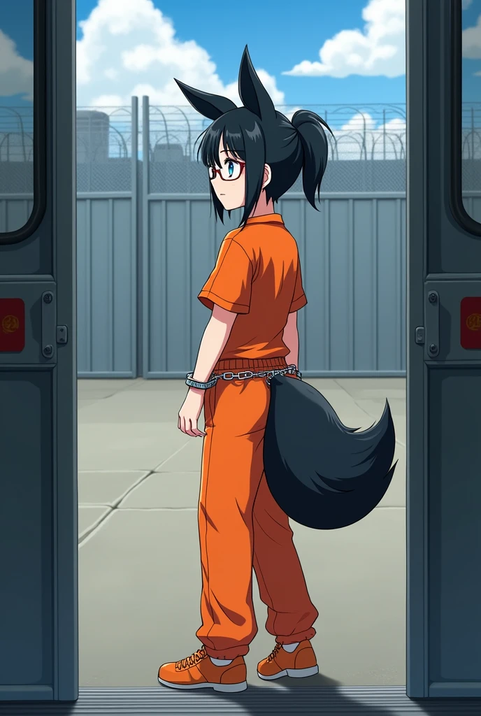 Adult prisoner female, black short ponytail hair , black fox ears ...