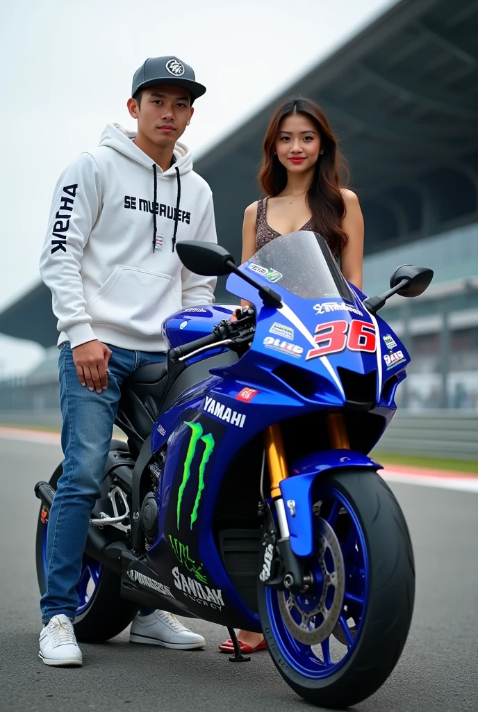 WSBK racing bike Yamaha R15 livery Monster energy color blue and men ...