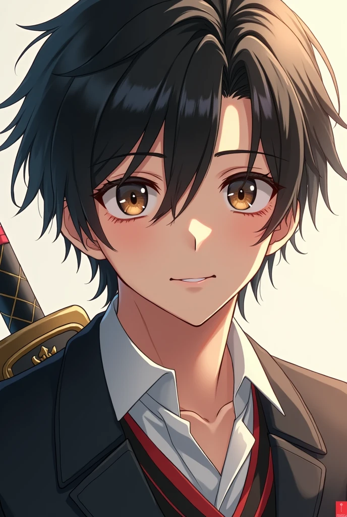 black hair, split bangs, handsome,anime,anime, smiles, High Definition ...