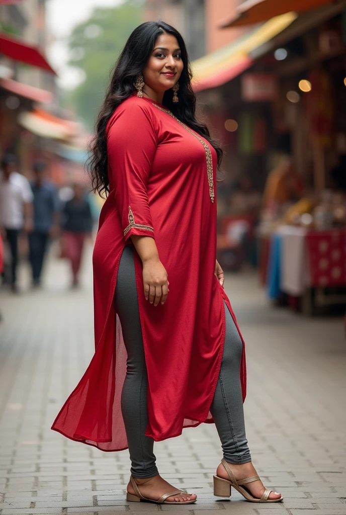 Beautiful indian plus size chubby women in kurti legging churidar tight ...