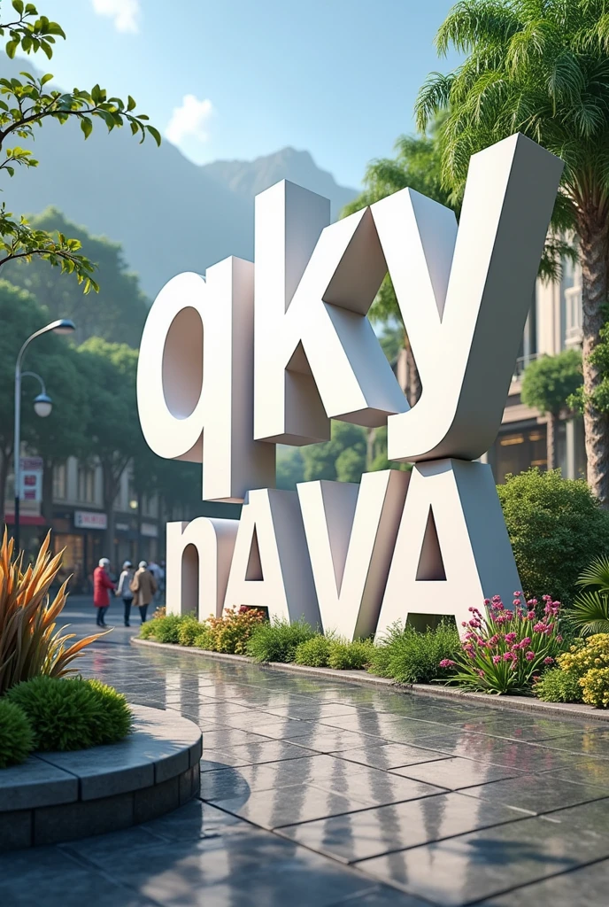 3D writing. Big cool in the style of a city square Color white - SeaArt AI