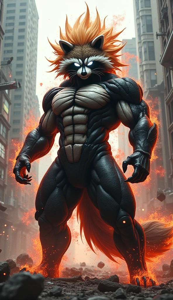 Prompt: "A fierce and highly detailed scene featuring a hybrid creature ...