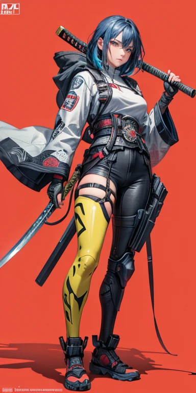A girl in a character concept art with a mixed Japan Ronin outfit and ...