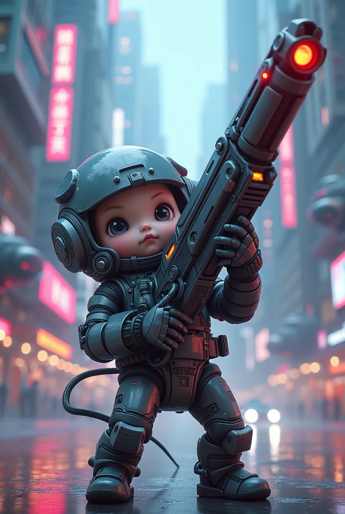 cyberpunk. gun. cute . huge. huge gun. Futuristic , weapon - SeaArt AI