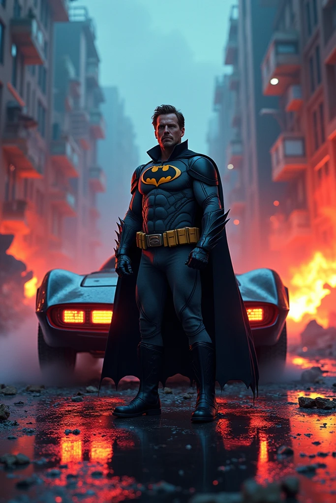 Christian Bale dressed in jacket and pants reminiscent of batman ...