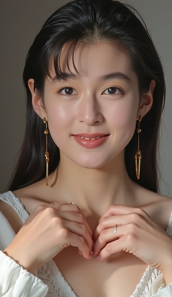 high definition 、 1 woman with a cute smile、 Wear fluffy off - SeaArt AI