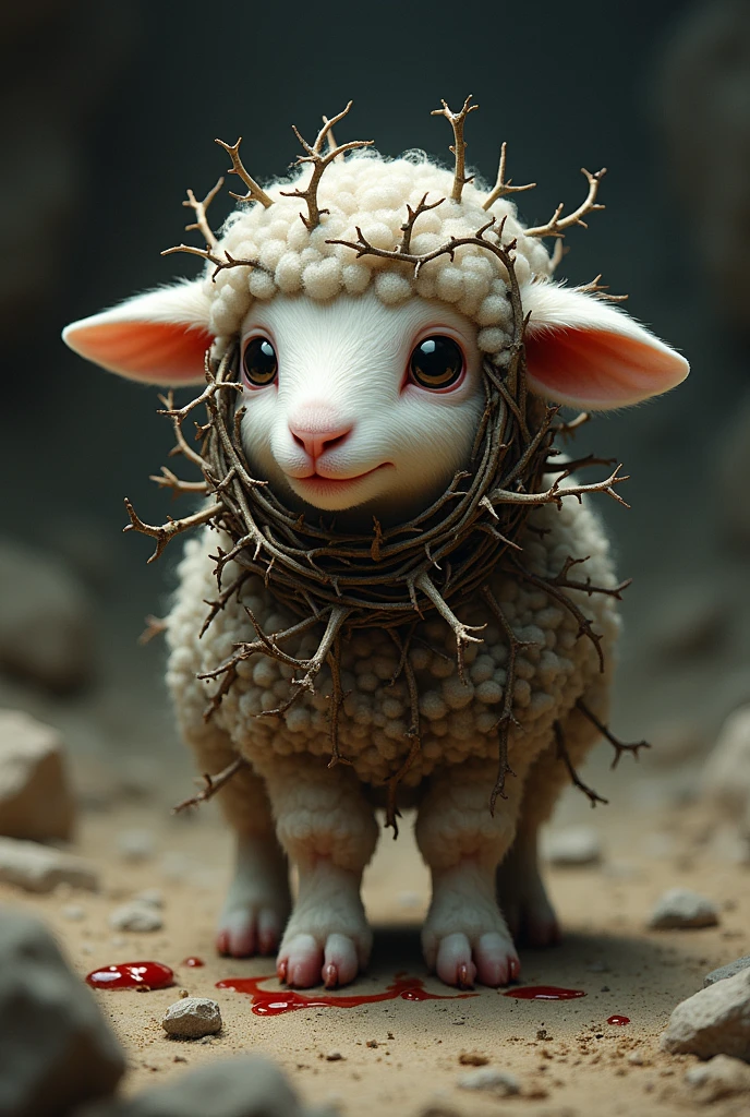 A baby sheep covered in thorns - SeaArt AI