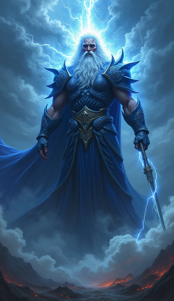 God of Storms "A powerful God of Storms, with hair and beard moving ...