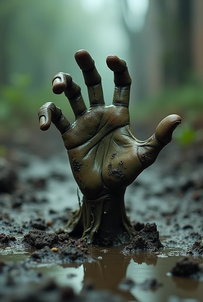 Realistic image only dirty destroyed a zombie hand comes out of the ...